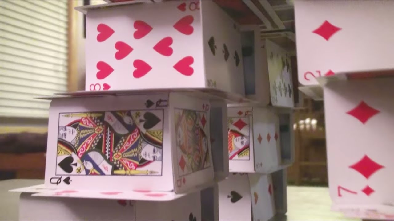 Eiffel Tower of playing cards - YouTube