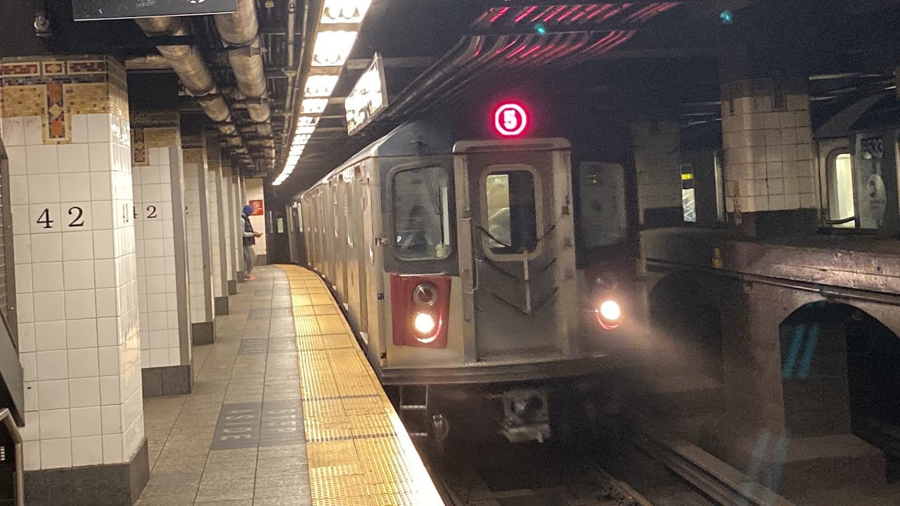 NYCT Subway: 1999-2003 Bombardier R142 (5) to Dyre Ave & 1984-1987 ...
