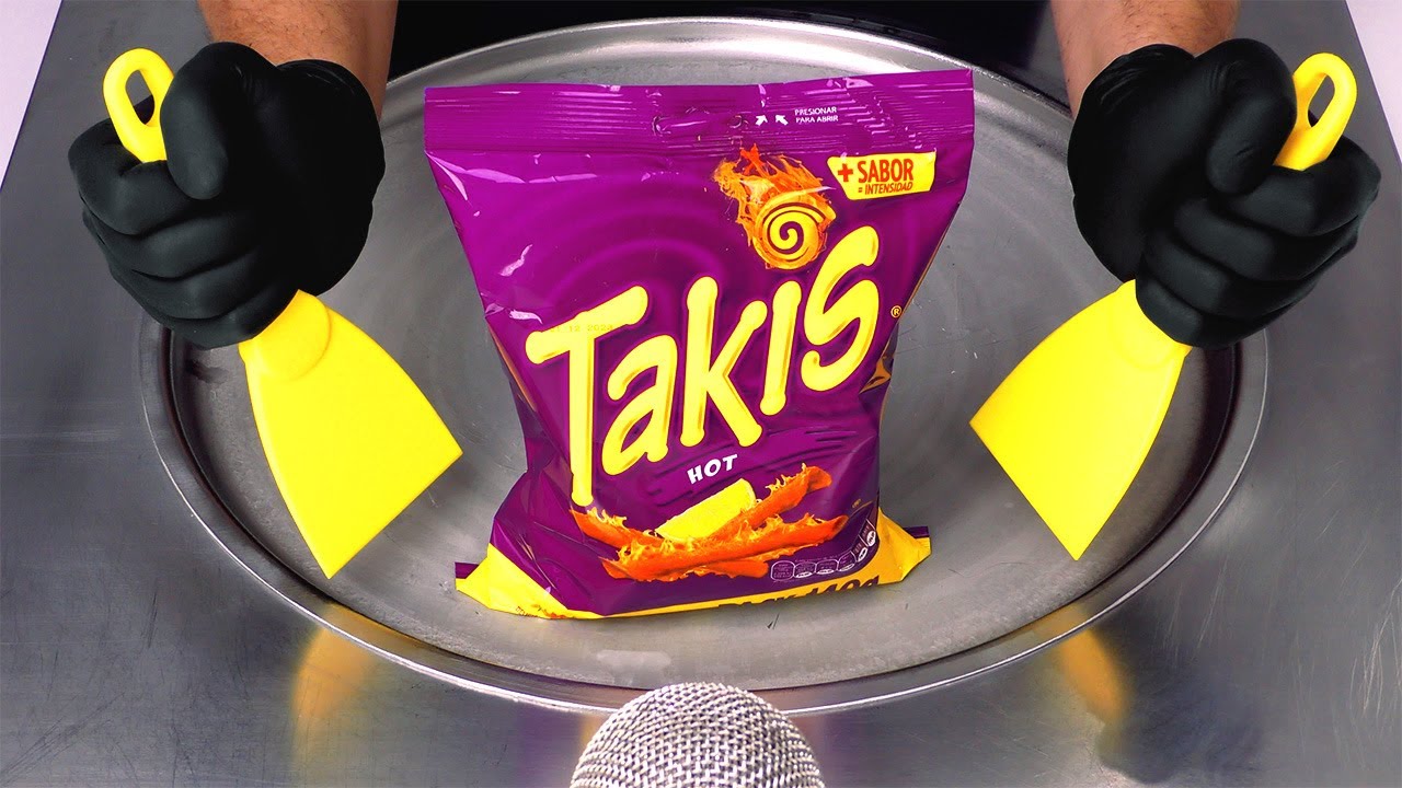 Takis HOT🔥 how to make rolled Tortilla Chips to rolled Ice Cream 🌀 Ice ...