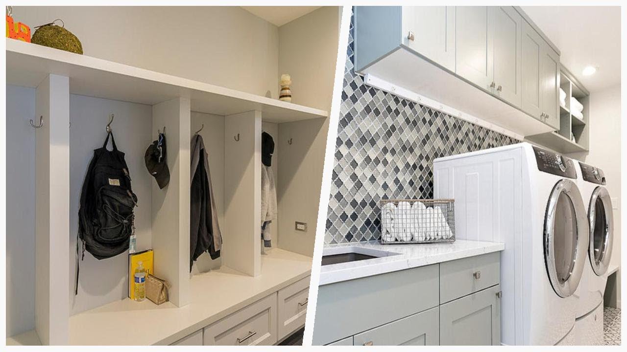 75 Laundry Room With Quartz Countertops And Glass Tile Backsplash ...