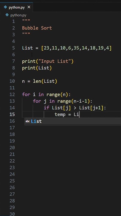 Bubble Sort Algorithm Python Program Coding Status Python Interview Shorts