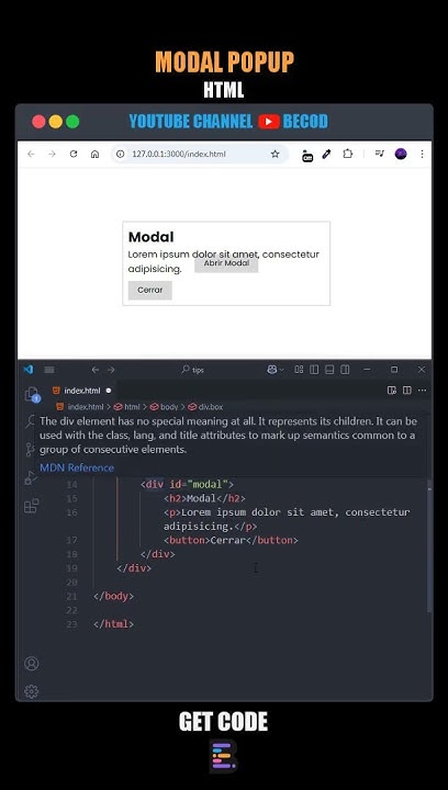 #tips #popup #modal #csshtml #button #code #free #desarrolloweb #javascript - YouTube