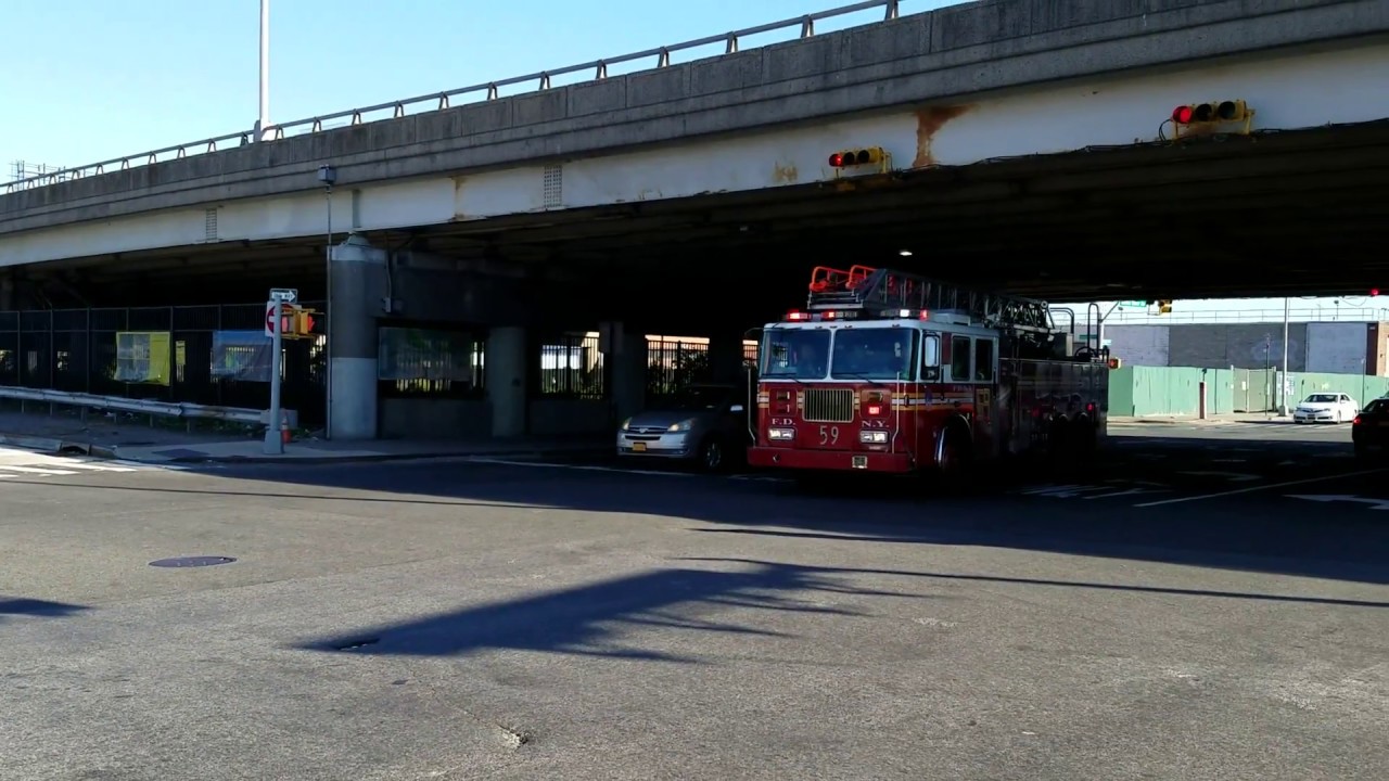 FDNY Ladder 59 Responding To A 5 Alarm Fire WIth A Spare Rig In The ...