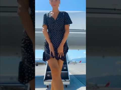Stewardess dancing. Flight Attendant. Hot Air Hostess. Aviation.