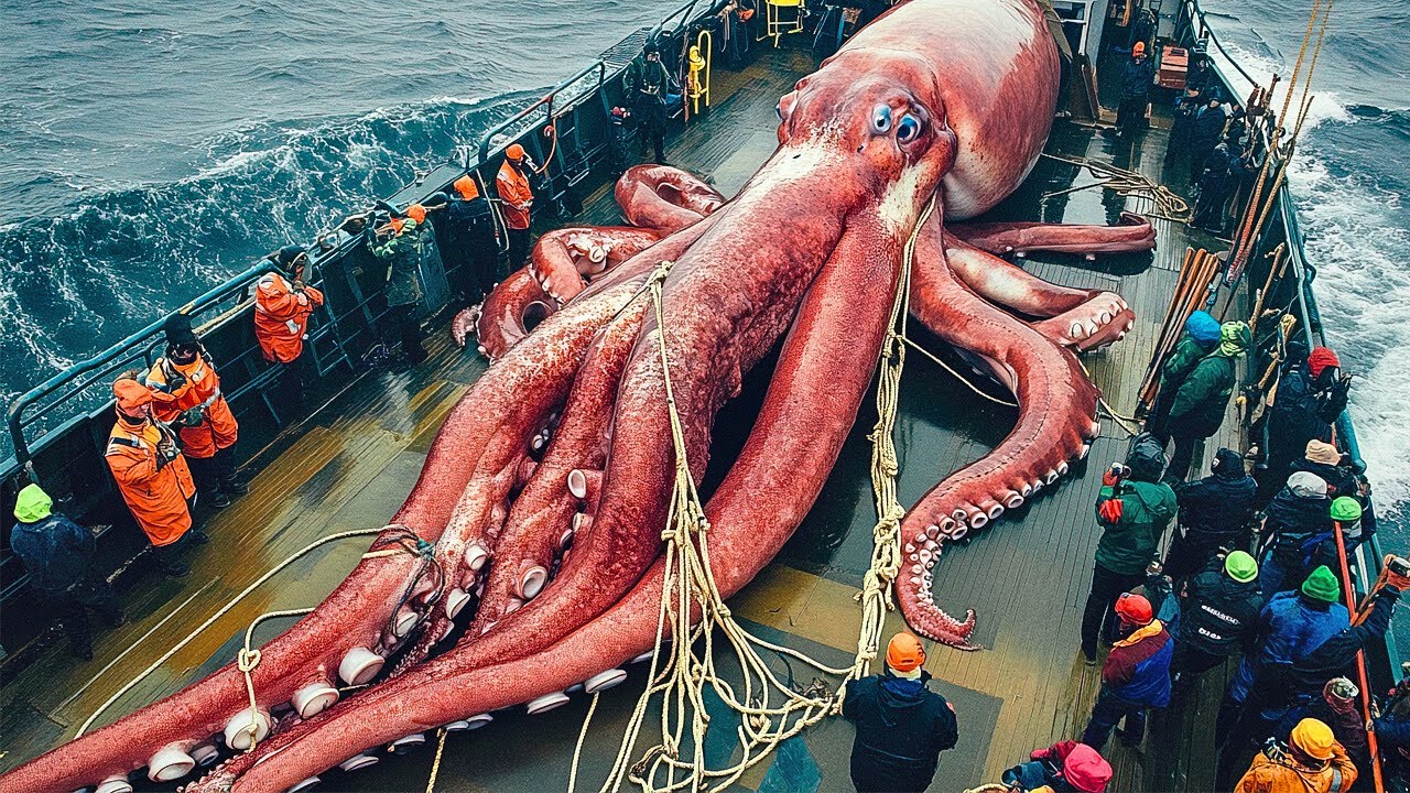 Fishermen Reel In Giant Red Devil Squid – A Terrifying Deep-Sea ...