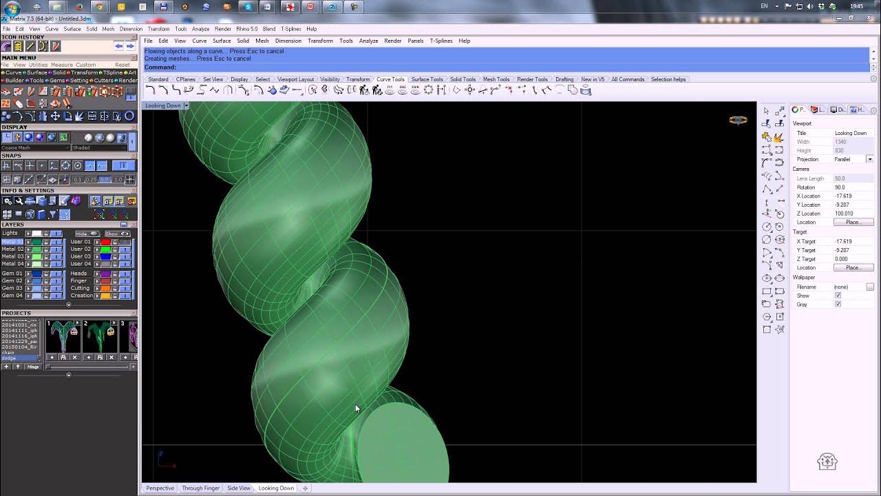 20150121 Q&A Matrix (Rhino) Flow along Curve, Helix along Curve - YouTube