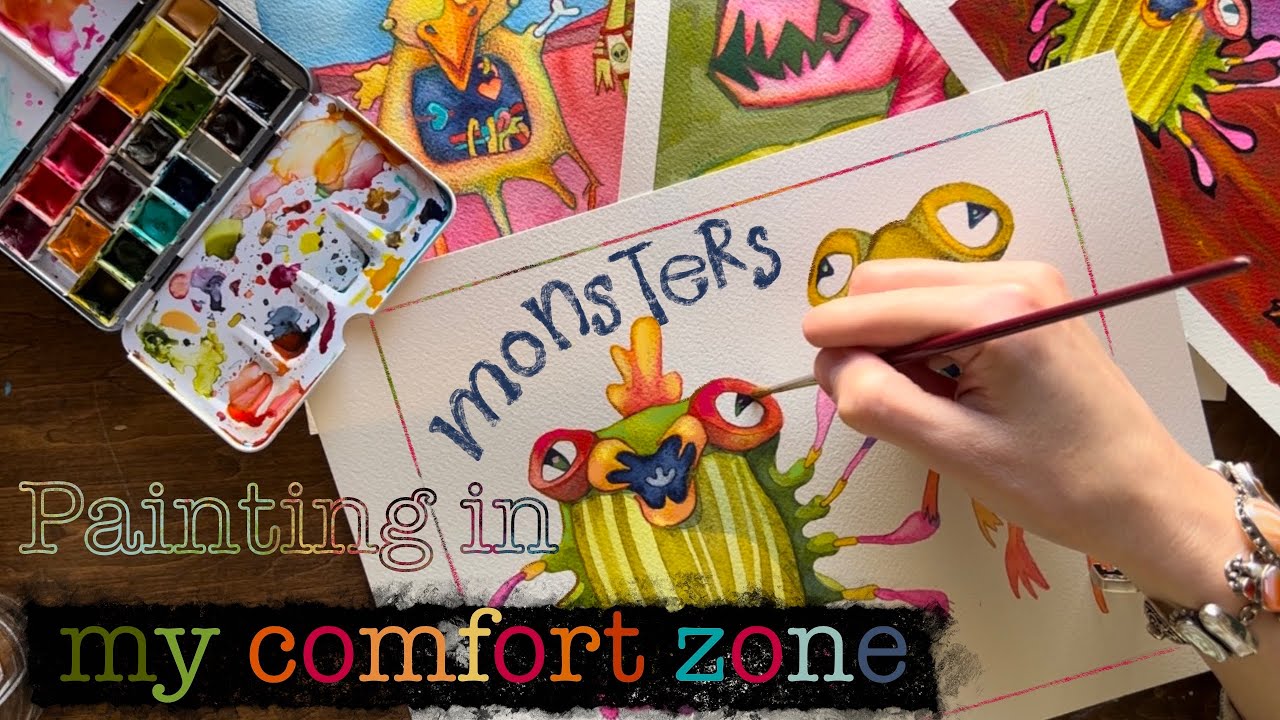 Painting 4 illustrations of monsters for fun👽 - YouTube