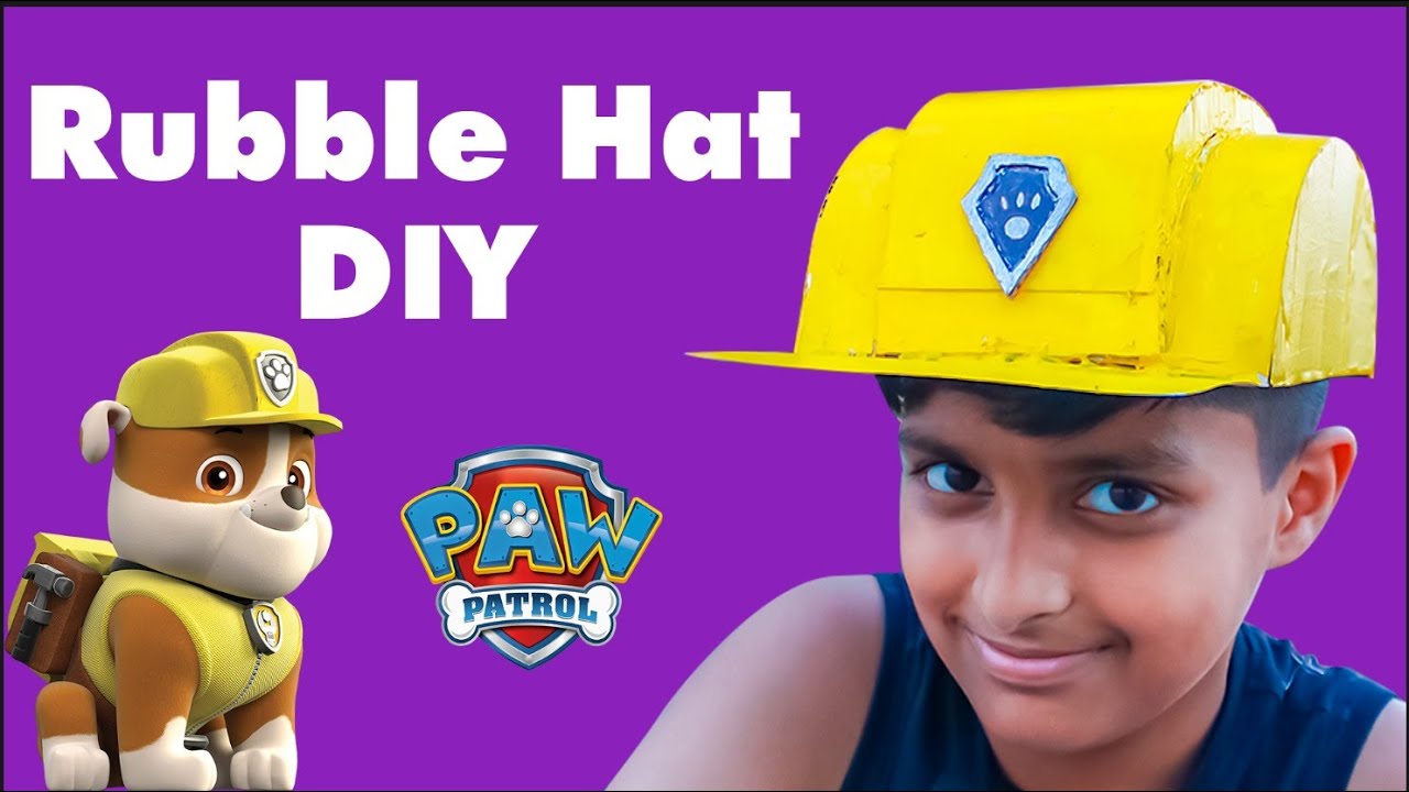 How to make Rubble Hat from Paw Patrol - The Movie | Easy Cardboard ...