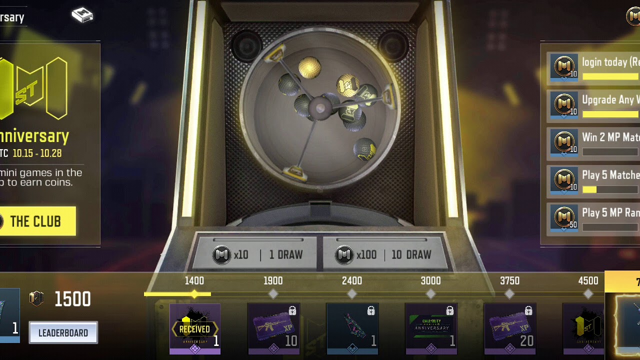 100 CODM club points draw.. - YouTube