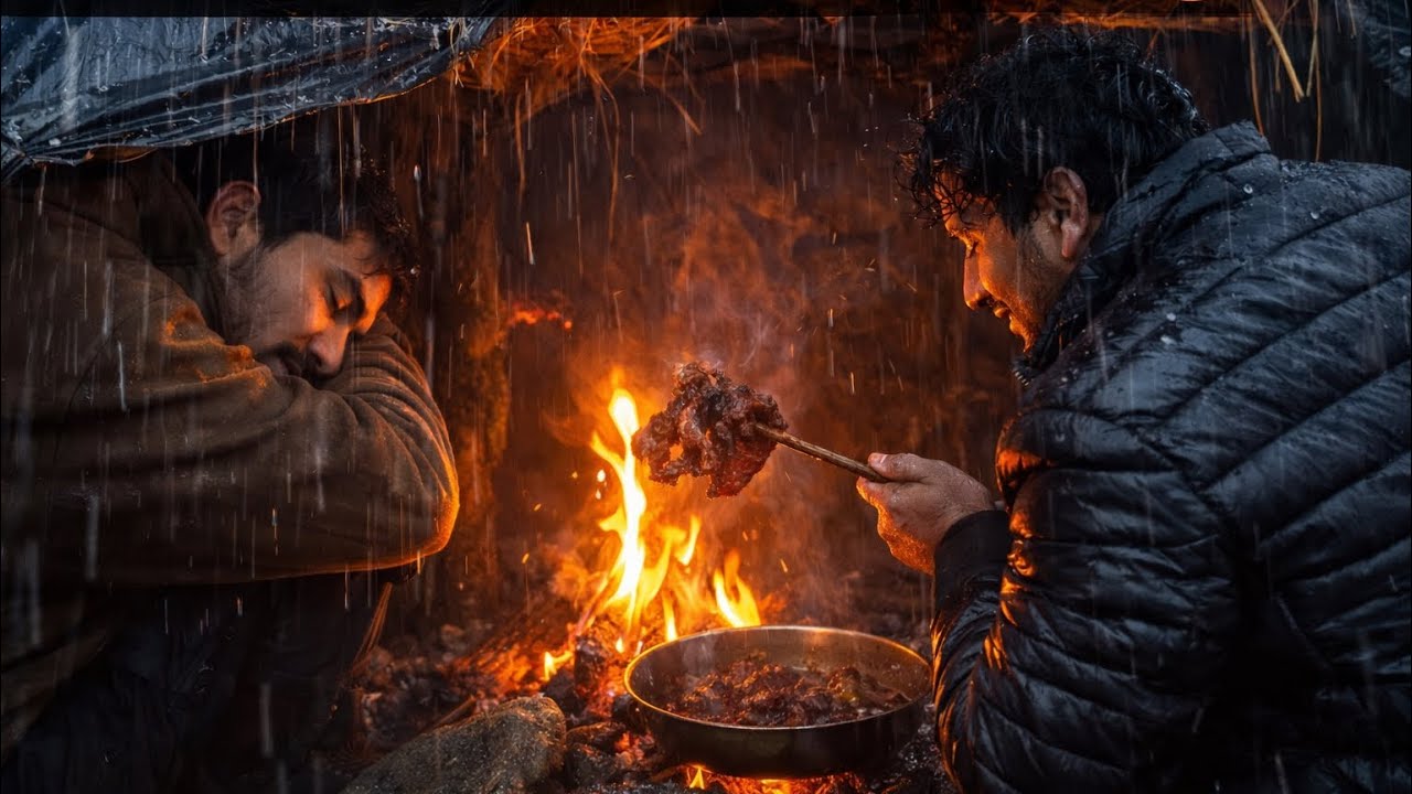 Heavy Rain, Camping Struggle Fire & Food In Jungle - YouTube