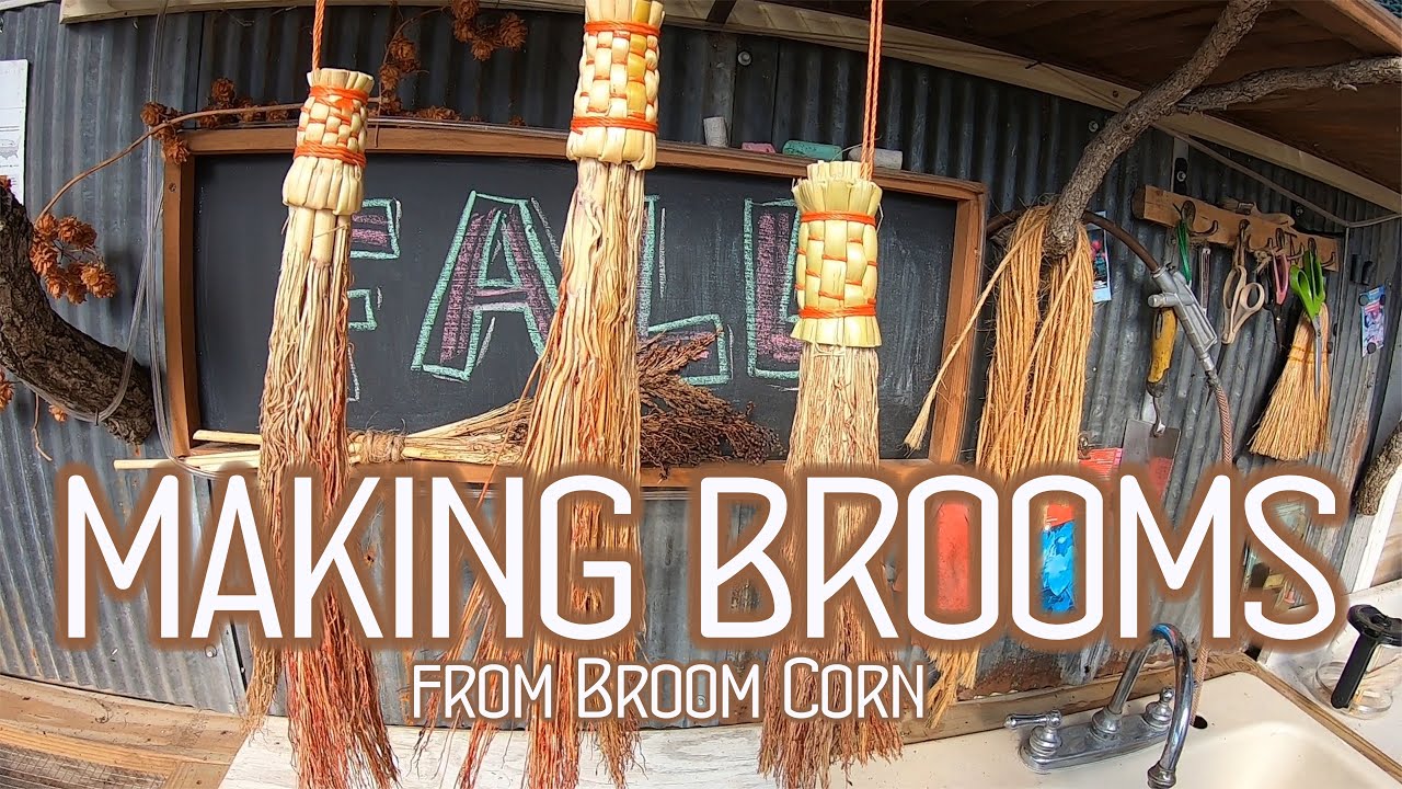 Harvesting and making brooms from Broom Corn - YouTube