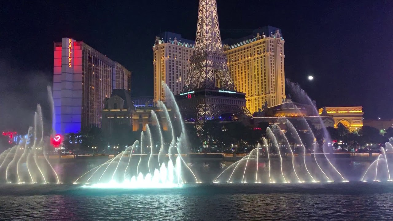 Bellagio Fountain Water Show Tourist Attraction 2020 by Night - YouTube