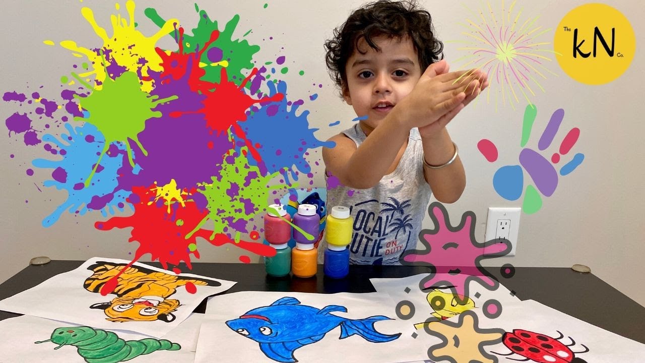 Riaan learns colors with Paints | Learning Colors | Educational Video ...