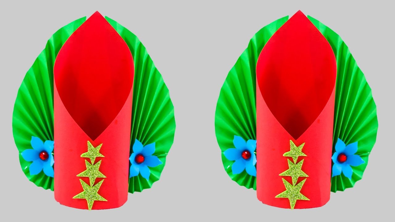 Making Paper Flower Vase - Paper Craft - DIY Paper Flower Vase - Easy ...