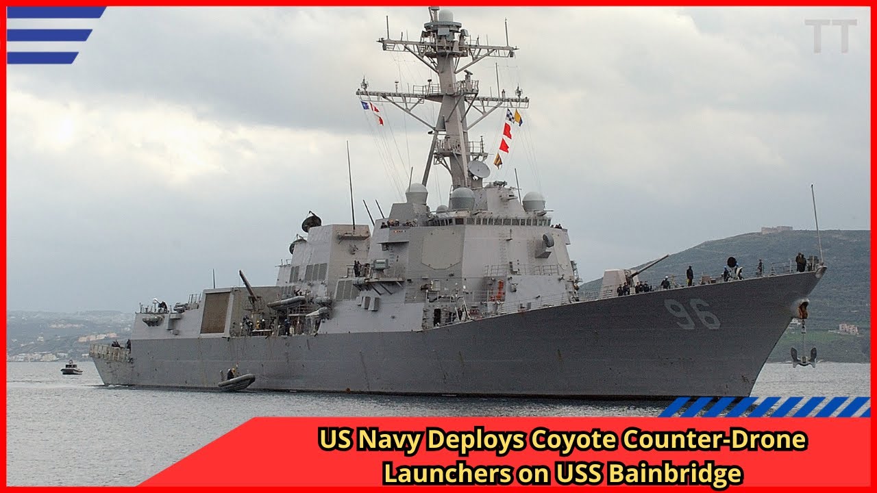 US Navy Deploys Coyote Counter Drone Launchers on USS Bainbridge - YouTube