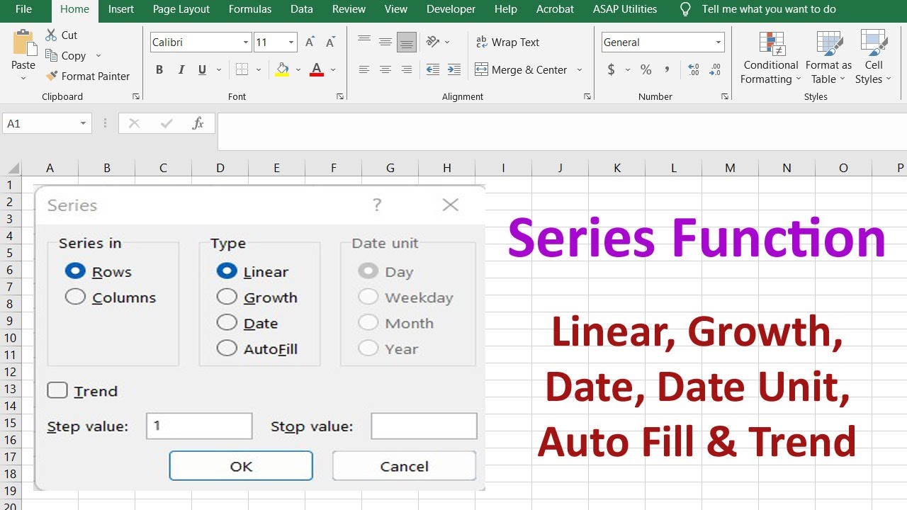 Excel Series All Option | Linear | Growth | Autofill | Trend | Date ...