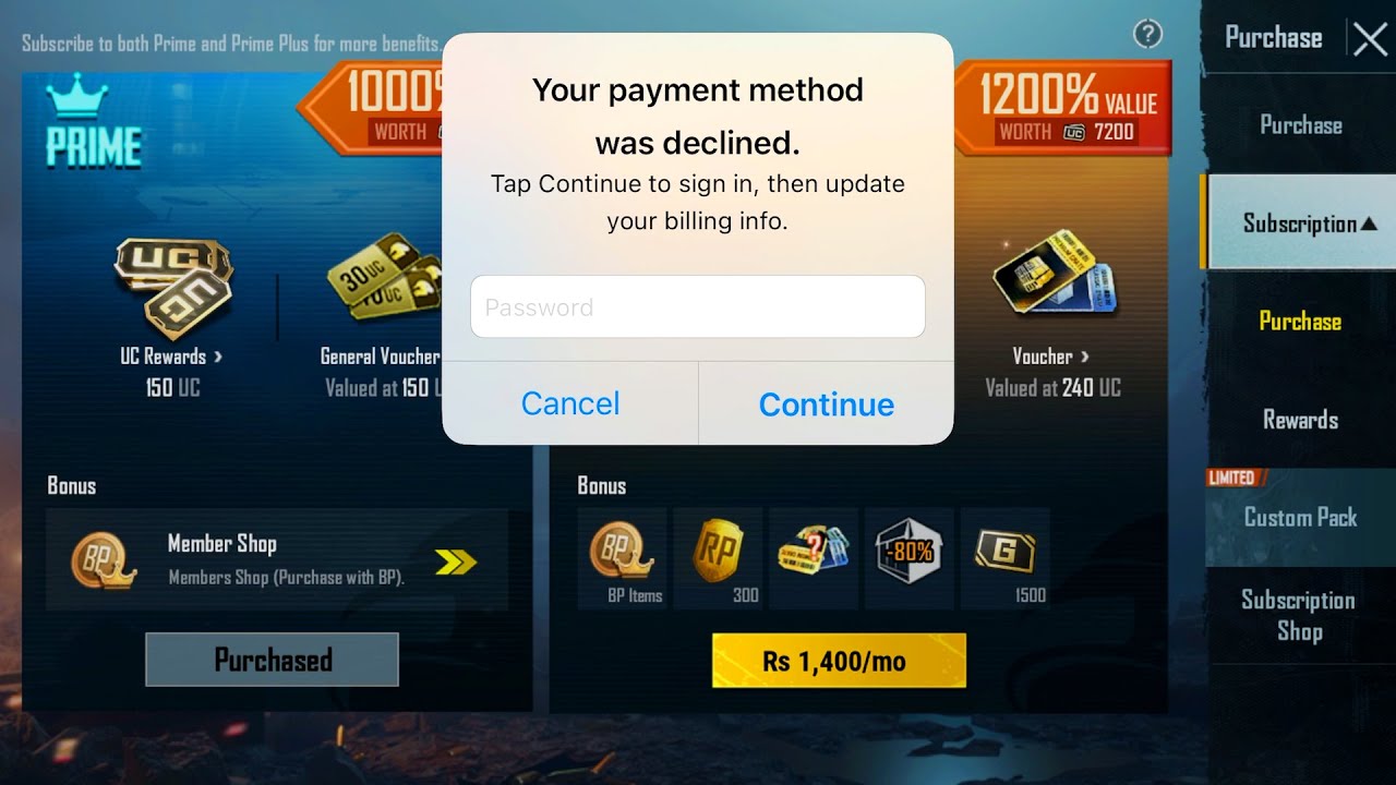 Fix Your Payment Method Was Declined Error While Purchasing In PUBG ...