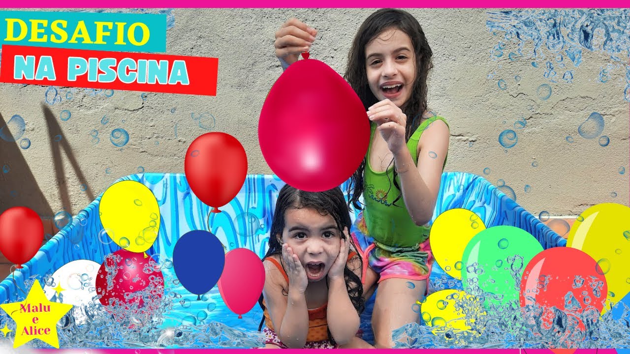 DESAFIO NA PISCINA COM BALÕES DE ÁGUA NA CABEÇA - YouTube