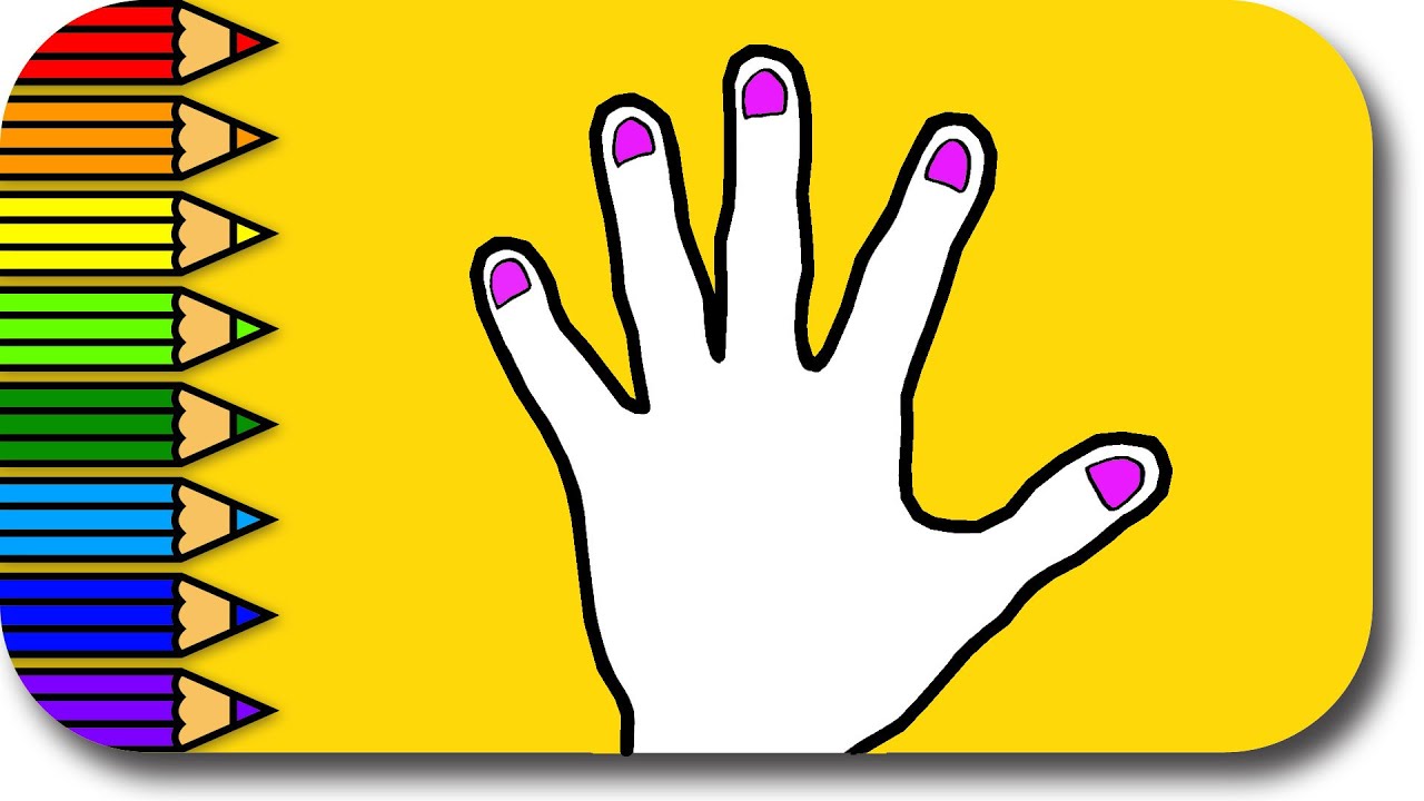 How to Draw Glitter Finger Family Hand and Nails - Drawing and Coloring ...