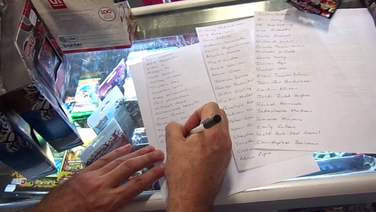 Writing down names for the 4 o'clock draw! - YouTube