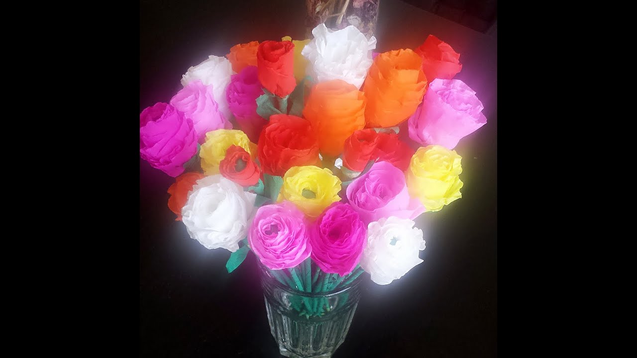 how to make paper flowers rose , kagaj ko ful kasari banaune - YouTube