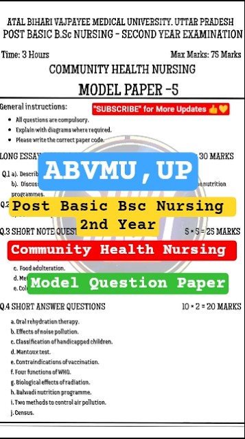 Post Basic bsc Nursing-2nd year||Community Health Nursing Question ...