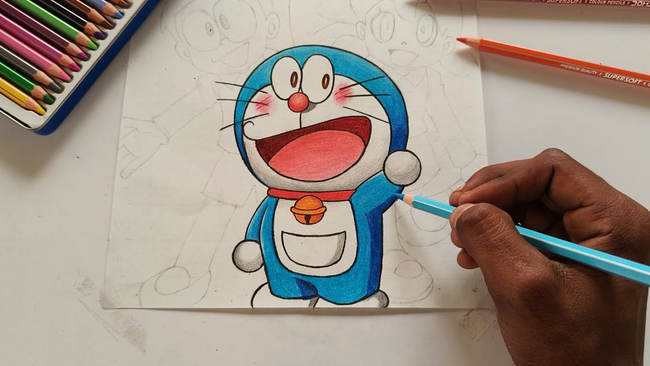 Doraemon Drawing, Step By Step, Drawing ( Colour ) Tutorial - YouTube