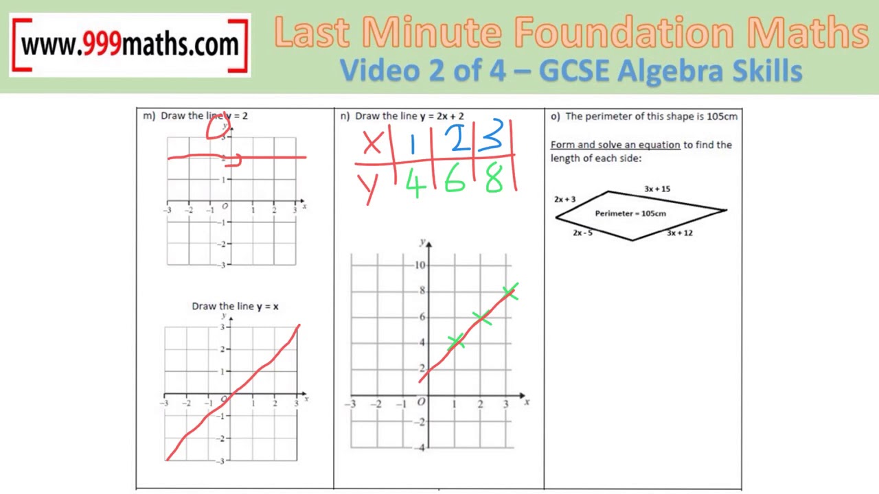 GCSE Maths LAST MINUTE Foundation Revision 2 - ALGEBRA TOPICS - YouTube