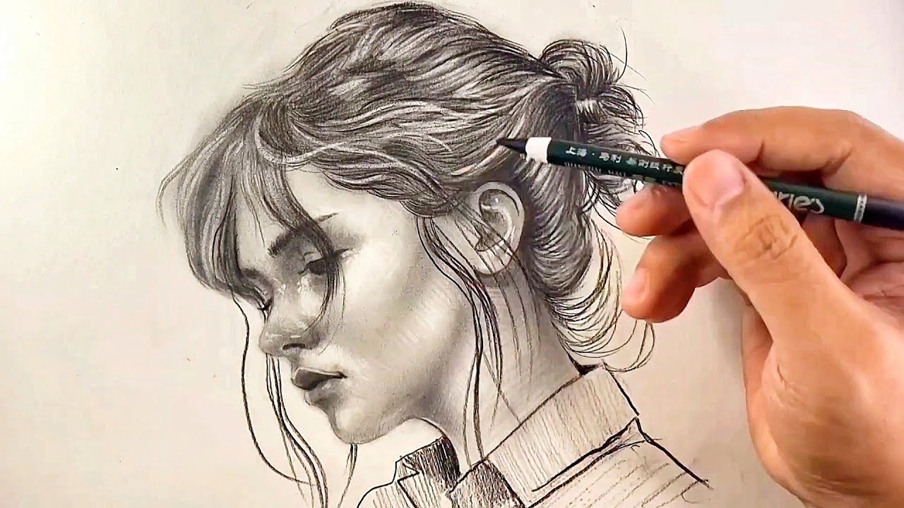 How to draw realistic without any outline || charcoal pencil drawing # ...