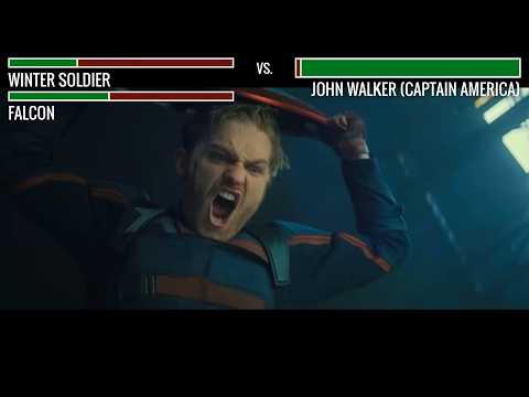 Winter Soldier and Falcon vs. John Walker fight WITH HEALTHBARS | HD | Falcon and the Winter Soldier