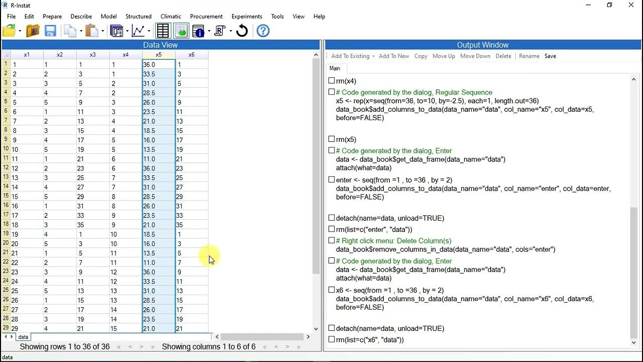 R-Instat: Entering a Regular Sequence - YouTube