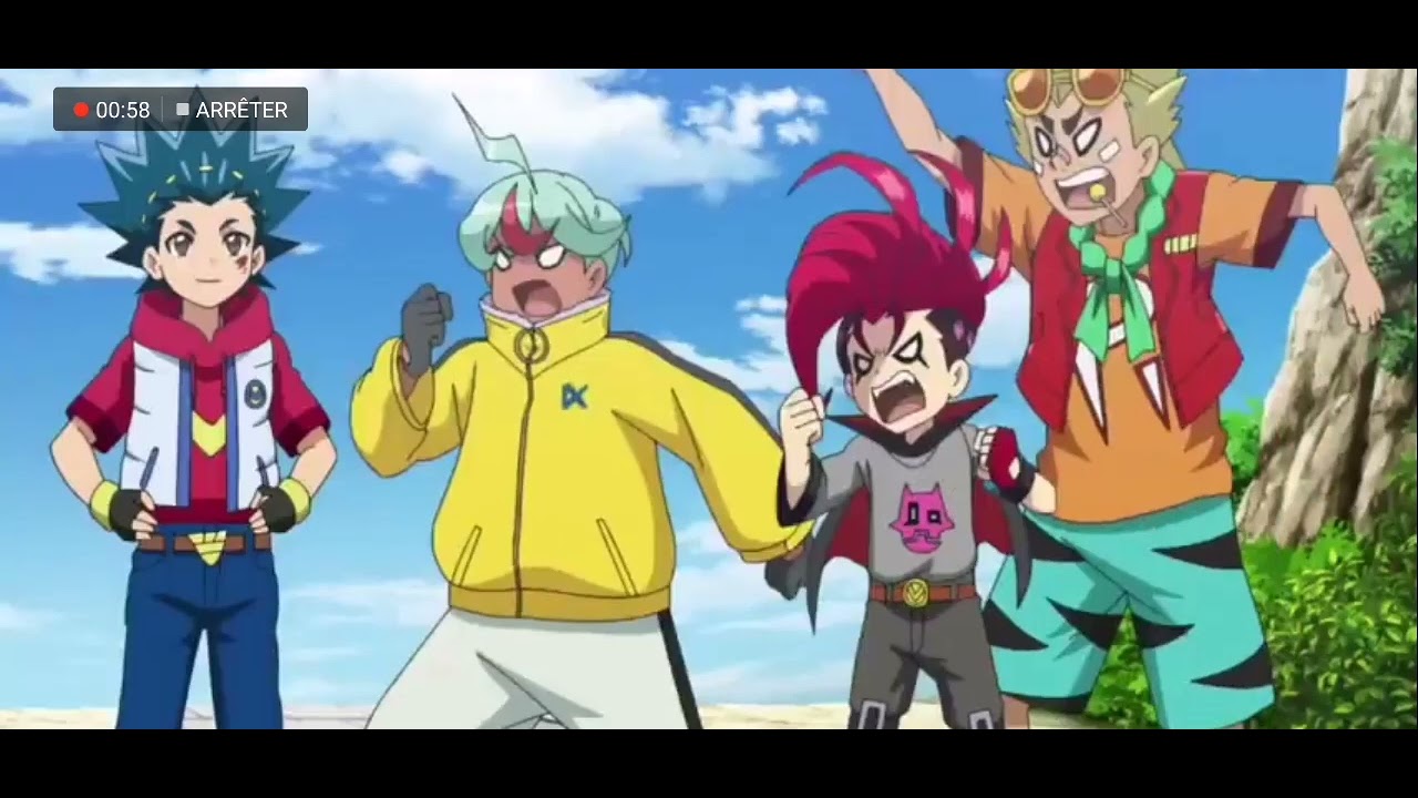beyblade burst quadstrike épisode 8 Xander vs 300 beybladers - YouTube