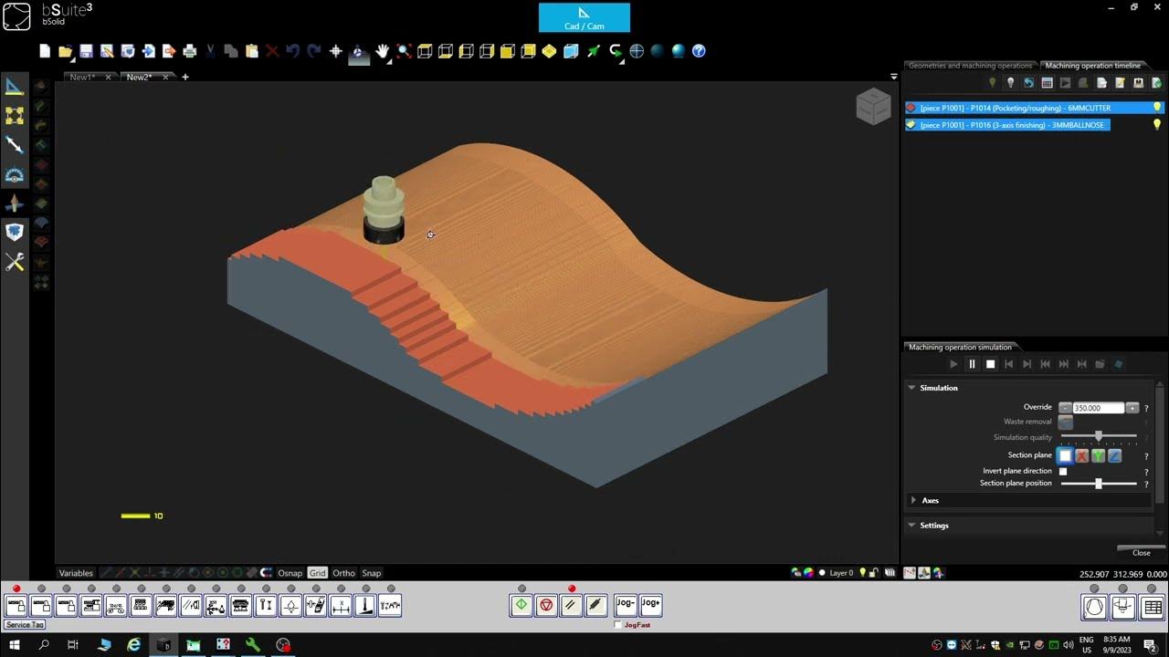 bSolid l bSout l Biesse l create surface from section l jk skills l pocketing l 3-axis finishing ...