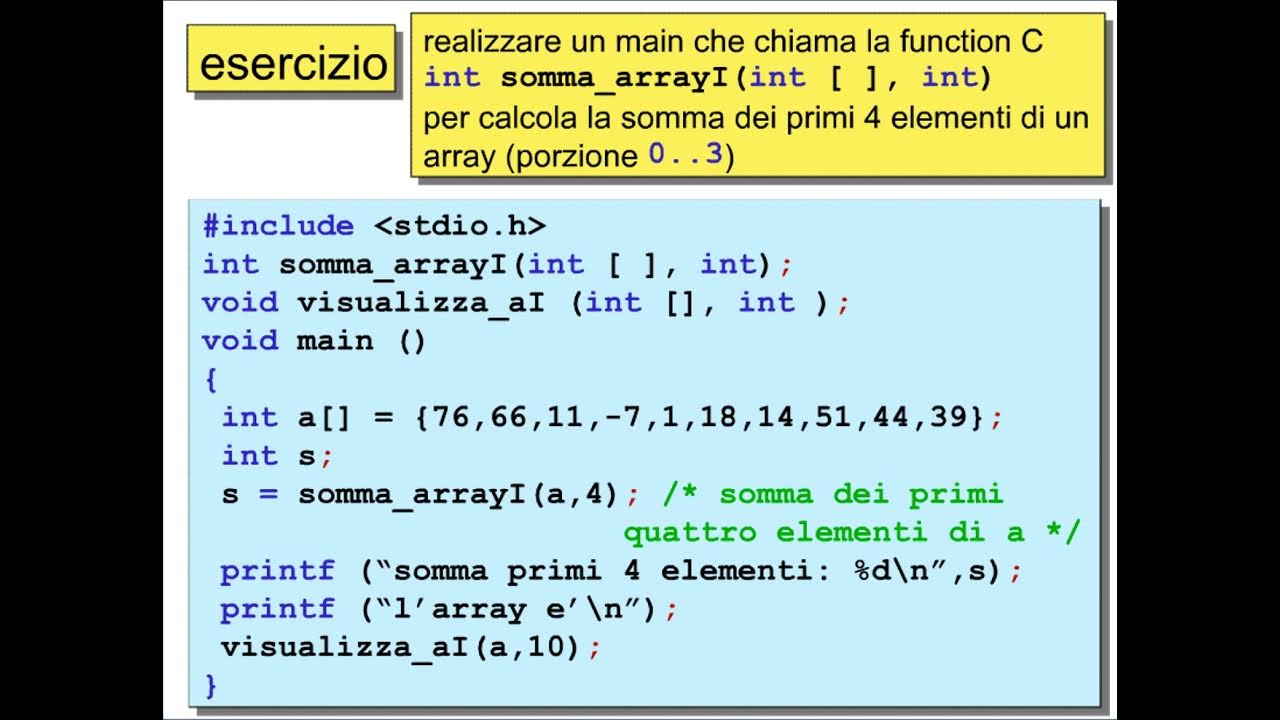Lezione 7 9 Function in C per problemi di base con array – parte 2 - YouTube