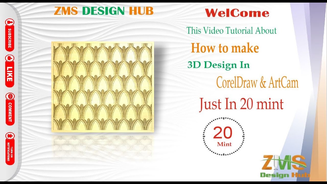 How to make 3D design in Artcam 2018 | CorelDraw Tutorial# ZMS DESIGN ...