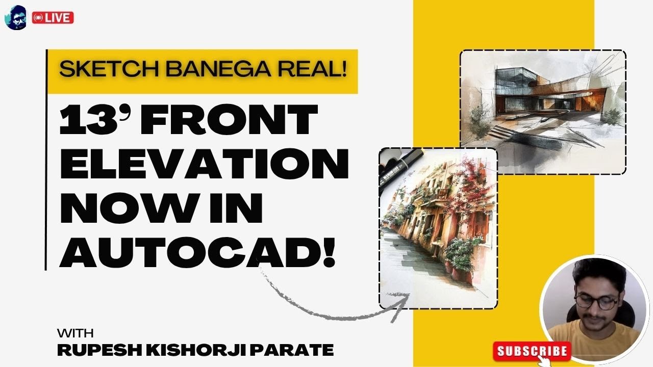 Sketch to Reality! Front Elevation Drafting in AutoCAD (Jewelry Shop |13’ Front| G+1.5)|Rupesh ...