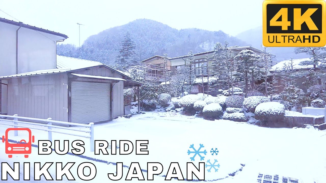 [4K] Heavy Snowfall Bus Ride in Nikko Japan | Tochigi Nikko Winter ...