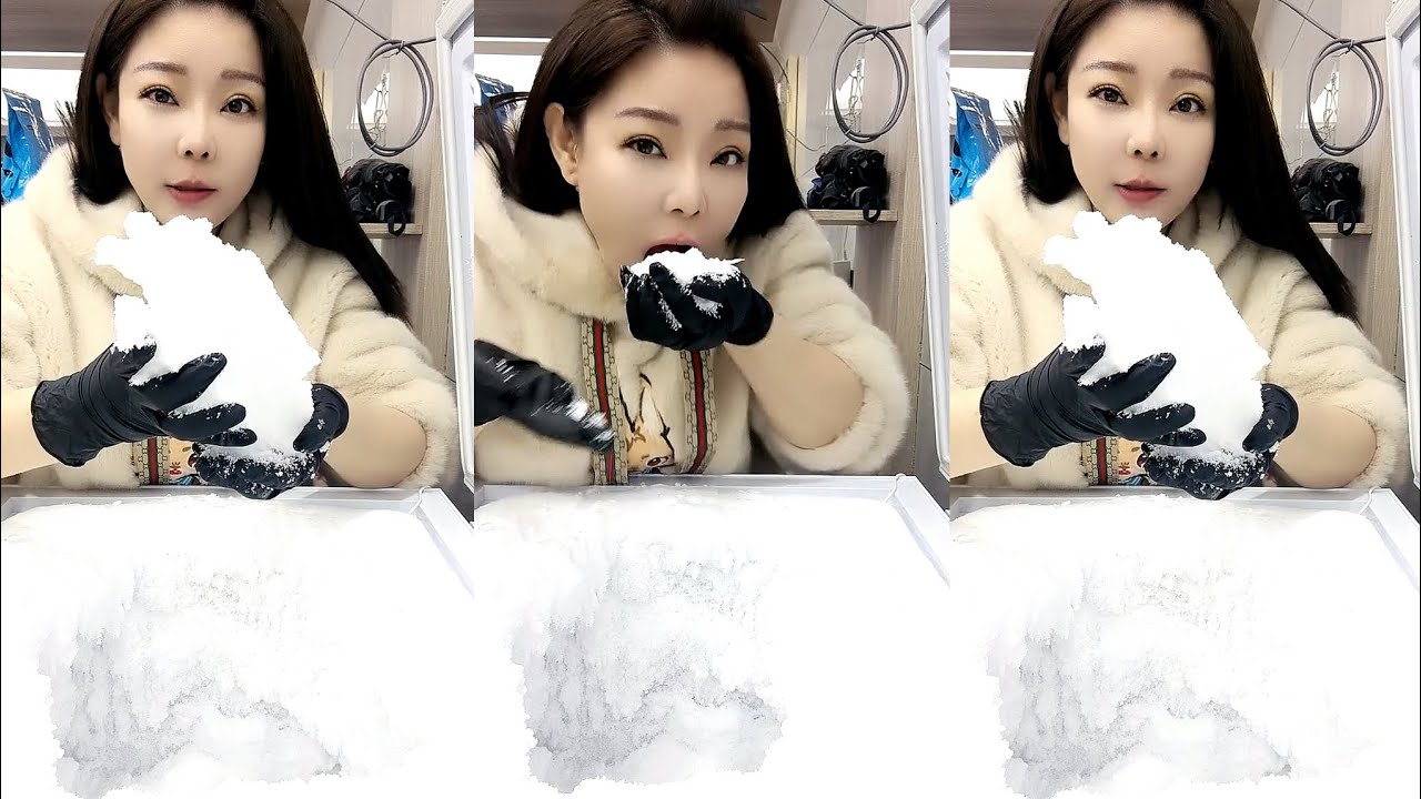 QUEEN / ASMR WHITE ICE EATING / FREEZER FROST EATING - YouTube
