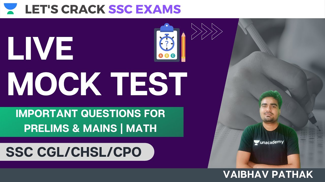 Live Mock Test | SSC Exam Math | SSC CGL/CHSL/CPO SSC Exams 2020/2021 ...