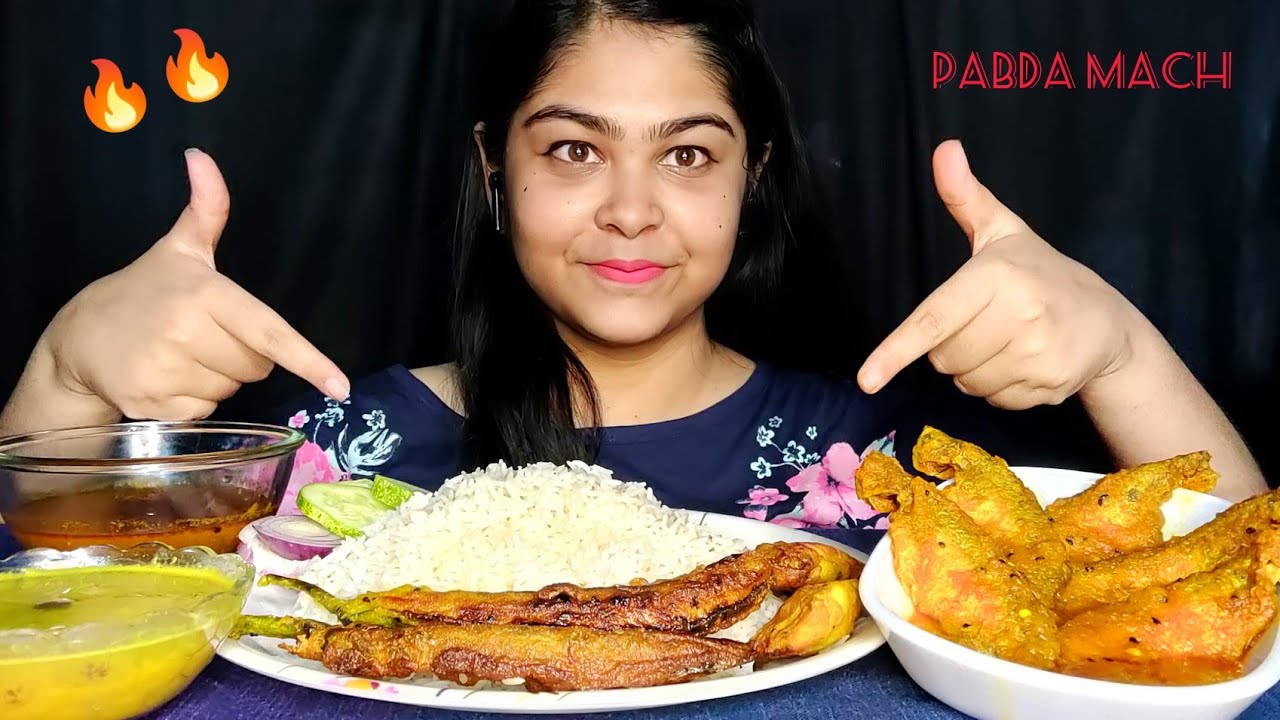 EATING PABDA MAACH🌶️+DAL PATURI+ BHAJI WITH WHITE RICE | EATING SHOW ...