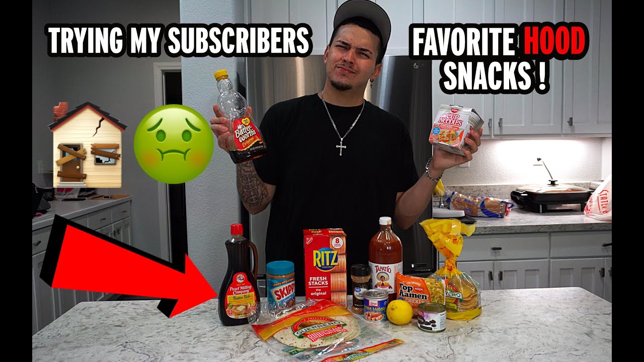 TRYING MY SUBSCRIBER'S FAVORITE HOOD SNACKS **THEY WERE NASTY ASF ...