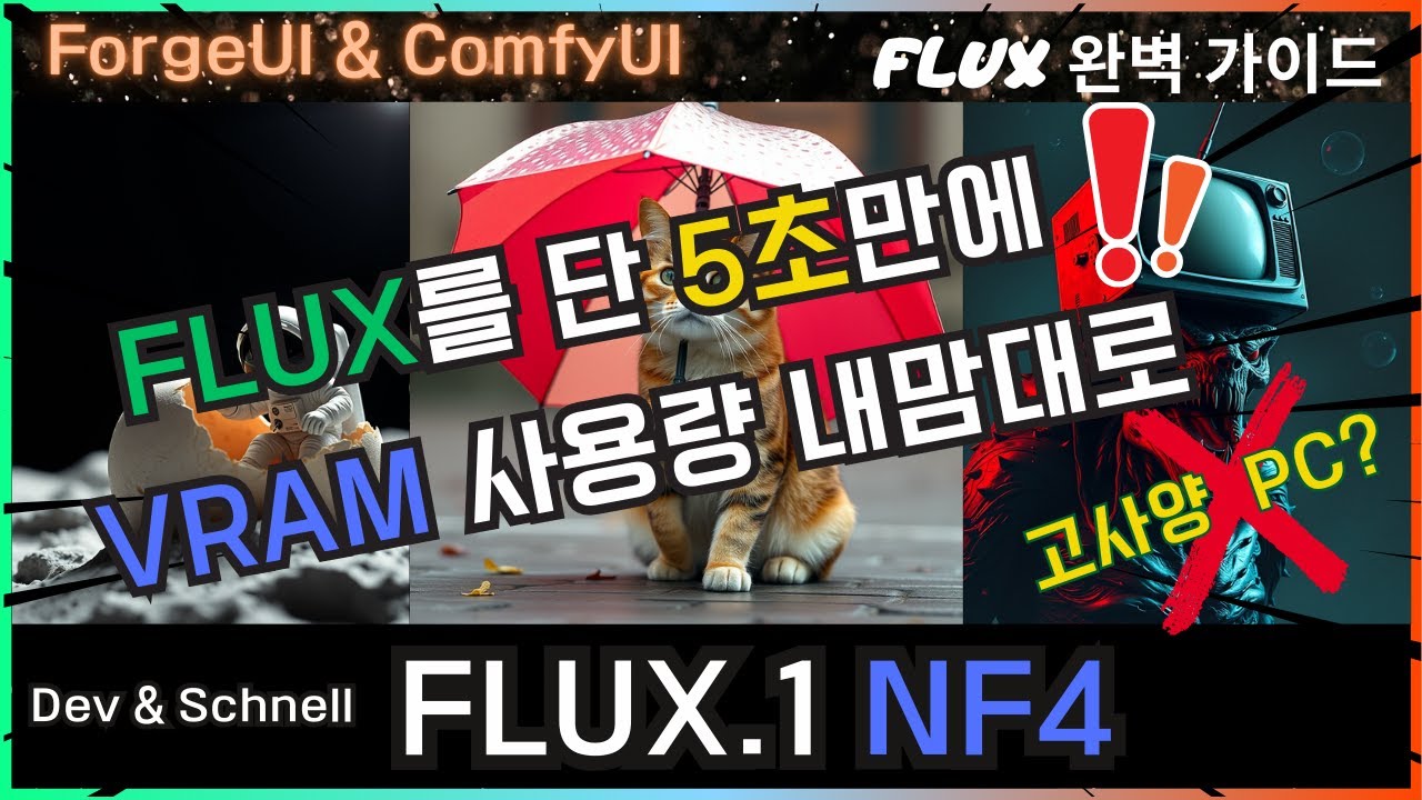 🫅 FLUX 5초만에 생성하는 NF4 사용법 | ForgeUI & ComfyUI #flux #comfyui #nf4 - YouTube