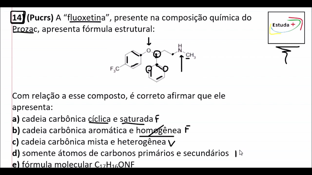 A “fluoxetina”, presente na composição química do Prozac, apresenta ...