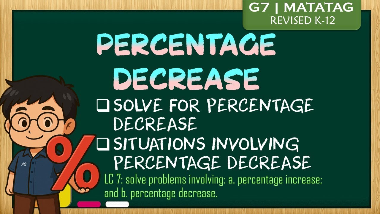 PERCENTAGE DECREASE: Finding the missing value | Grade 7 - Quarter 1 | MATATAG [TAGALOG MATH ...