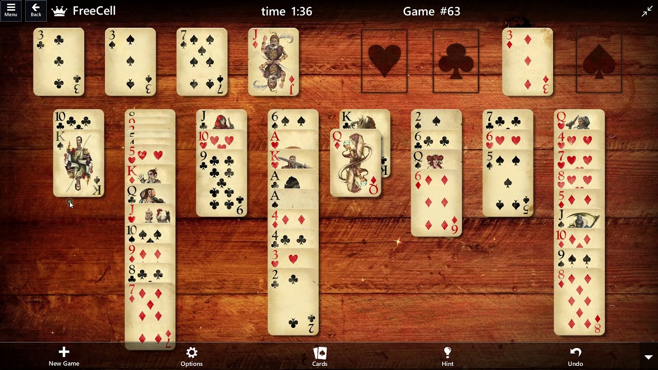 FreeCell Game # 63 SOLVED Microsoft Solitaire - YouTube