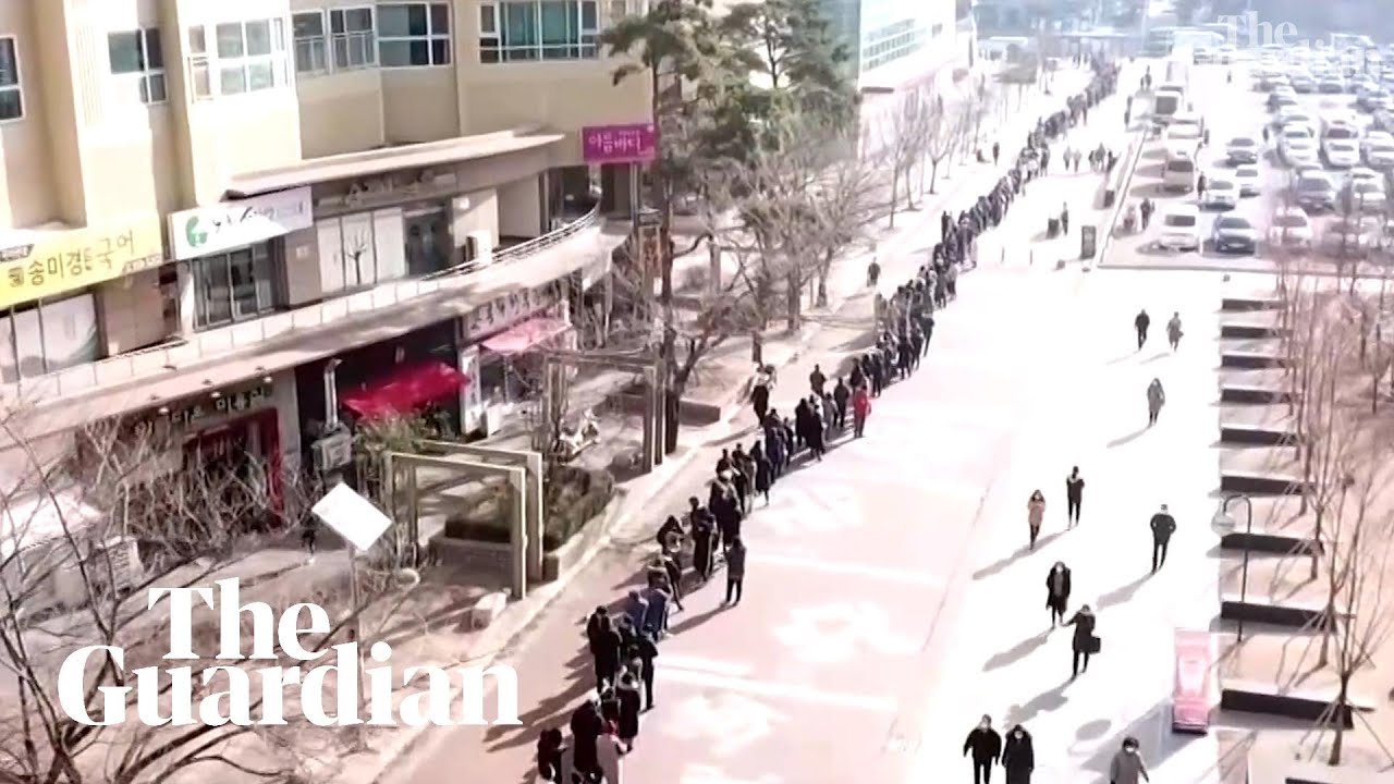 Coronavirus: drone footage shows enormous queues for masks in South ...