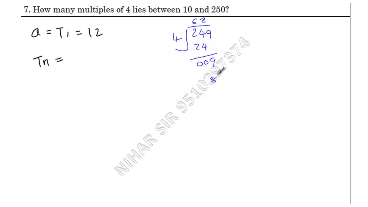 How many multiples of 4 lies between 10 and 250? - YouTube