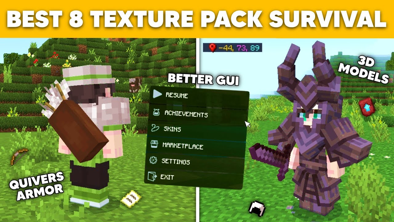TOP 8 TEXTURE PACK TERBAIK & COCOK UNTUK SURVIVAL DI MCPE 1.21 - YouTube
