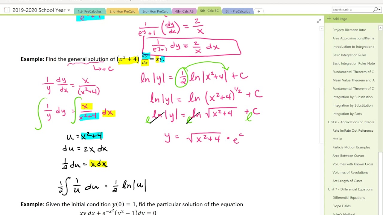 Separation of Variables Integration - YouTube
