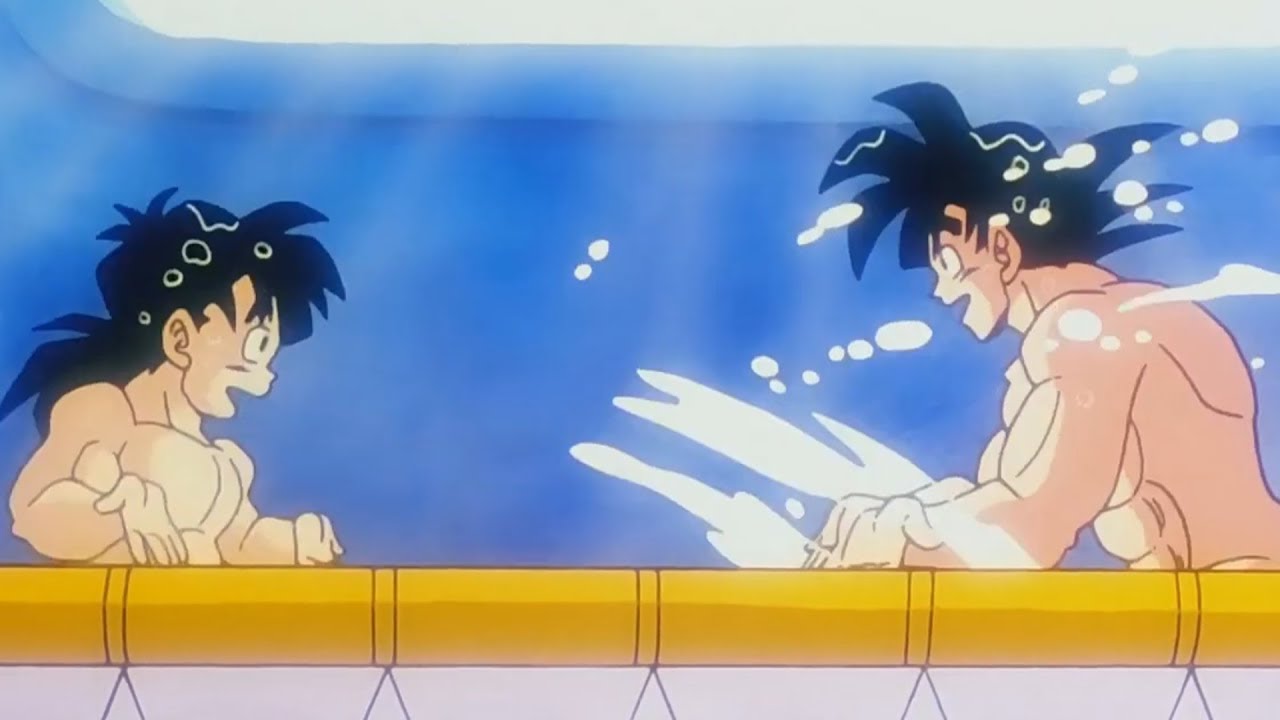 Dragon Ball Z - Goku y Gohan se dan un baño en la Habitación del Tiempo ...
